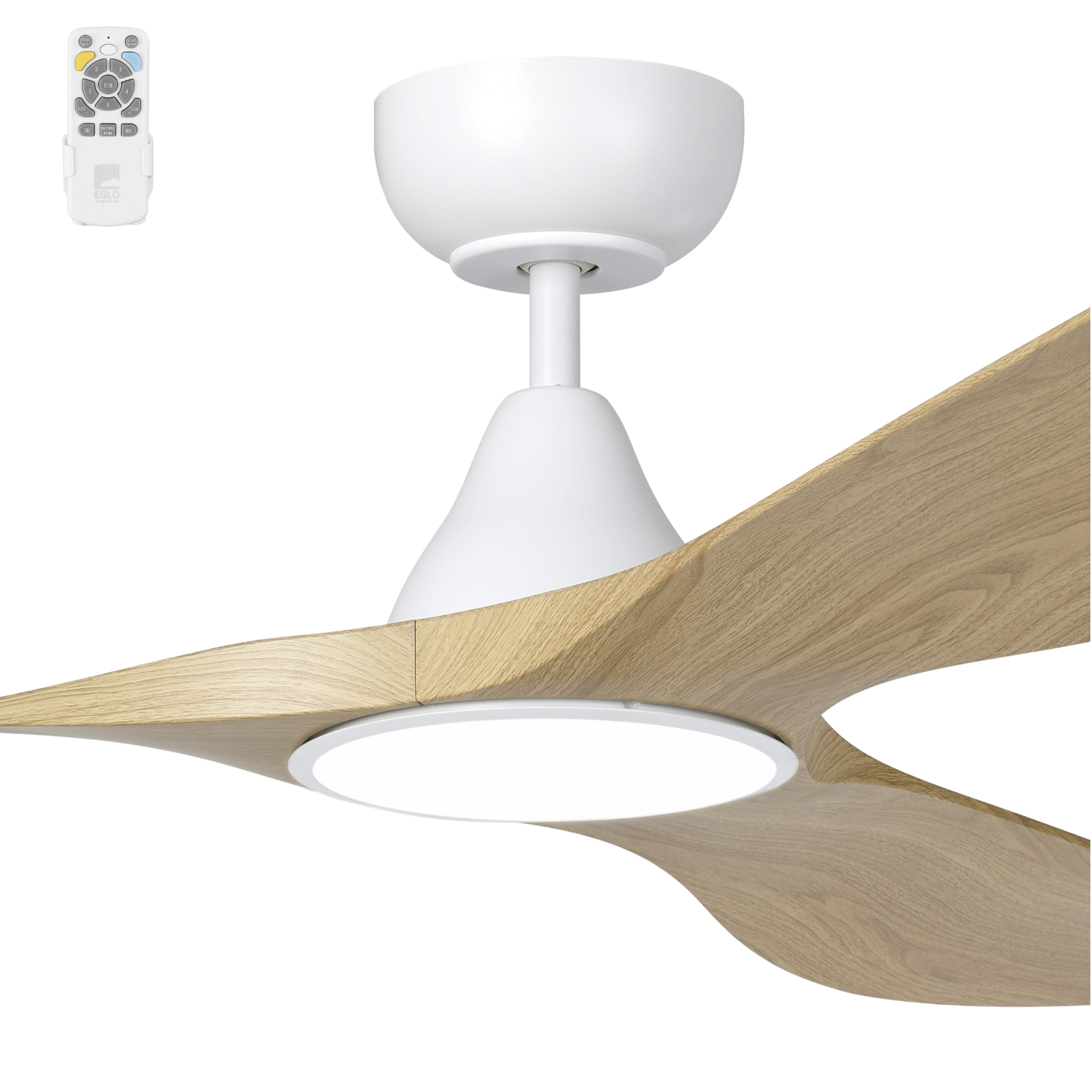 Eglo Surf 48" ABS DC Ceiling Fan with 20W CCT LED Light - White & Oak
