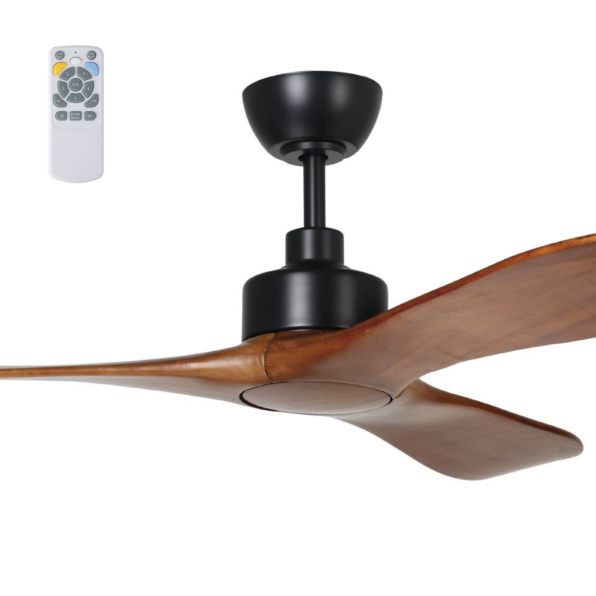 Eglo Currumbin 80" DC Timber Ceiling Fan with Remote - Black & Merbau